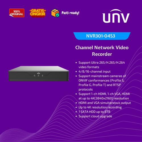 Promo UNV NVR301-04S3 Uniview 4 Channel Network Video Recorder NVR ...