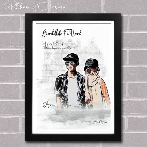 Jual Frame Kaca + Cetak + Design Karikatur Foto Hadiah Kado Custom ...
