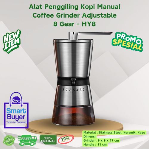Jual Alat Penggiling Kopi Manual Coffee Grinder Adjustable HY8 8 Gear ...