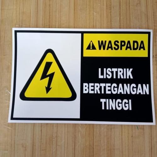 Jual Sign Sticker Rambu WASPADA LISTRIK BERTEGANGAN TINGGI uk 20 x 30 ...