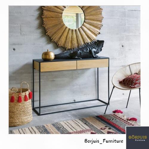 Jual Meja Konsul Kayu Jati Besi Industrial Minimalis / Console Table ...