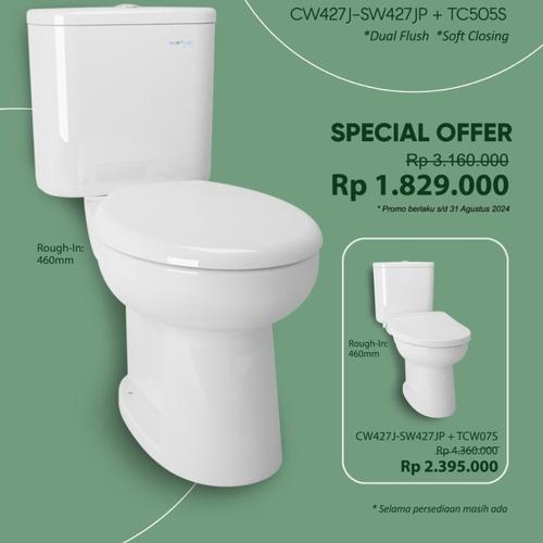 Jual closet duduk toto as 46cm cw427j|CW427J - STD - Kota Tangerang - TOTO TERLENGKAP | Tokopedia