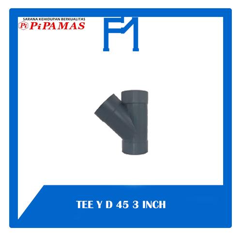 Jual TEE Y 45 D 3 INCH PIPAMAS SAMBUNGAN FITTING PIPA AIR PVC 3INCHI ...