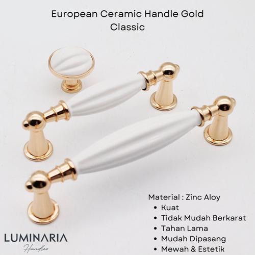 Jual European Ceramic Handle Gold Classic Tarikan Knob Knop Lemari ...