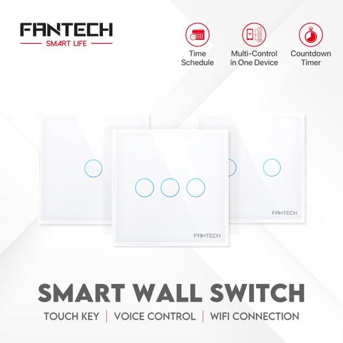 Jual Fantech Saklar Touch Smart Wall Switch Saklar Lampu Wi-Fi - 3 Gang ...