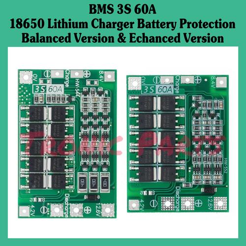 Jual BMS 3S 60A Li-ion 18650 Battery Charger Protection Enhanced ...