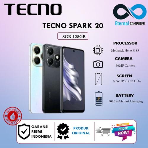 Promo Tecno Spark 20 8/128GB Garansi Resmi Indonesia - BLACK, UNIT ONLY ...
