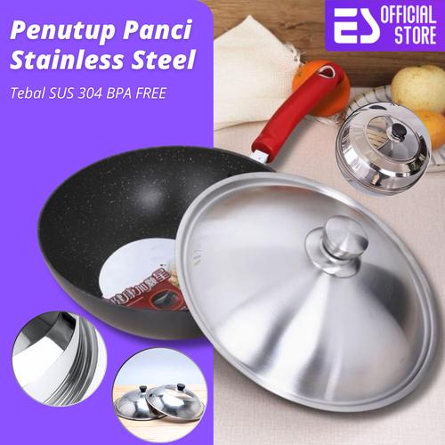 Promo ES Tutup Panci Wajan Teflon Stainless Steel Penutup Panci Kacamata Satuan Serbaguna Tutup ...