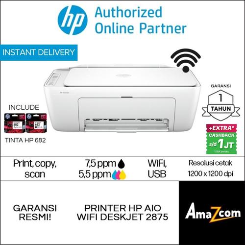Promo Printer Deskjet HP 2875 Print Scan Copy WiFi Cartridge 682 Black Color (Pengganti Printer ...
