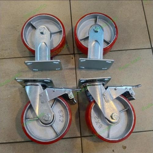 Jual RODA SCAFFOLDING 6" HEAVY DUTY / BEBAN BERAT RODA PU MERAH VELG ...