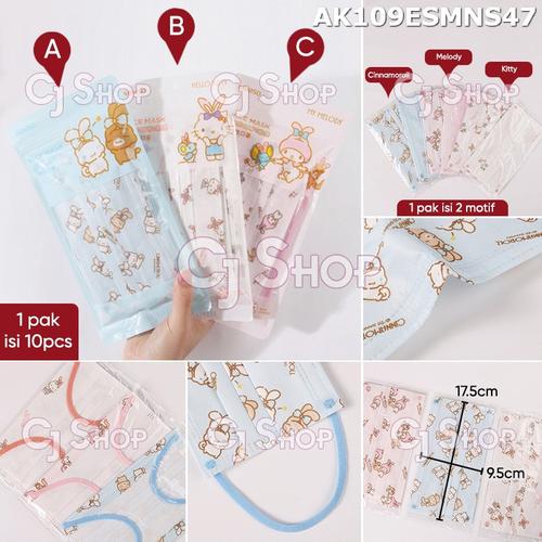 Jual Miniso x Sanrio Masker Face Mask 3ply Cinnamoroll Hello Kitty My ...