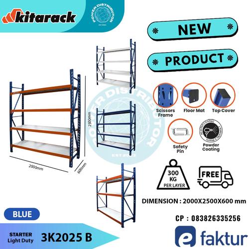 Jual 3K2025-Rak Gudang Frame Biru Light Duty Kitarack K Series 300kg ...