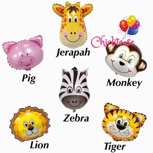 Jual Balon foil karakter hewan zoo pig/ jerapah/zebra/monkey/lion/tiger ...