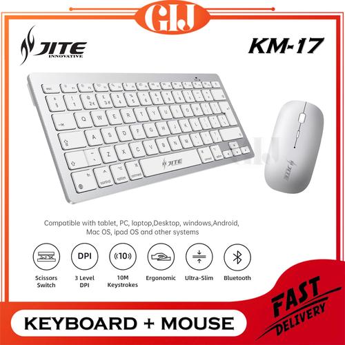 Promo JITE KM-17 Keyboard & Mouse Wireless Bluetooth Ultra Compact Slim ...