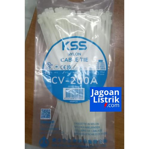 Jual Kabel Ties KSS CV200 3.6mm 1 Pack isi 100 pcs ( warna putih / hitam ) Cable Tie CV 200 3 ...
