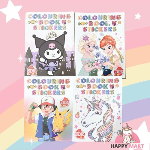Jual Buku mewarnai / coloring book + sticker motif kuromi / unicorn ...