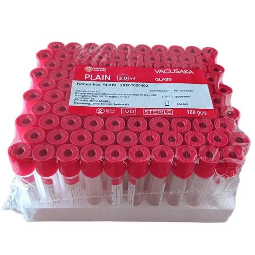 Jual Tabung Darah Plain 3ml Vacuum Tube Plain Vacutainer isi 100 ...
