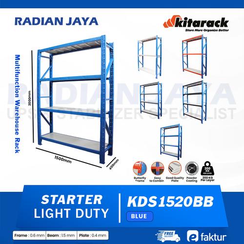Promo KDS1520 Rack Gudang Besi 200KG Rak Gudang Light Duty Panjang 1.5M ...