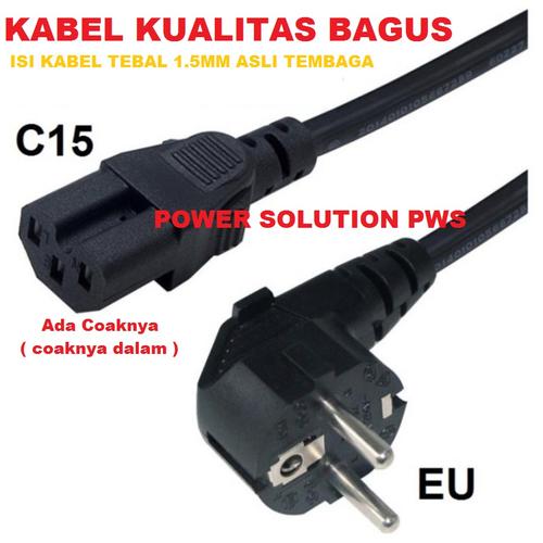 Jual Kabel Cable Power Cord C15 COAK EU Plug 1.5mm 1,5mm Kualitas Bagus ...