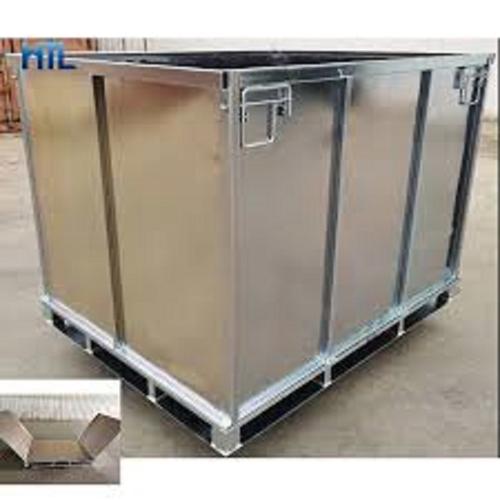 Jual Heavy Duty Storage Stackable Folding Galvanized Steel Pallet Box ...