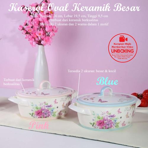 Jual Kaserol Keramik Oval Besar Capodimonte (Pink/Blue) - Jakarta Barat ...