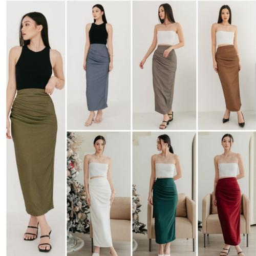 Jual R922 ROK PENSIL MIDI WANITA POLOS ASIMETRIS CANTIK - Brick, 7/8 ...
