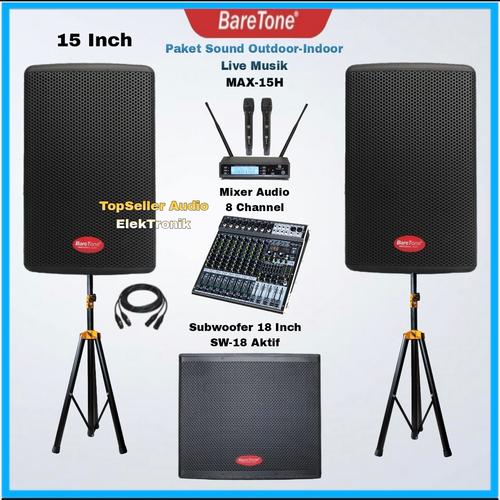 Jual Paket Sound System Outdoor Speaker BareTone Aktif 15 Inch MAX15H ...