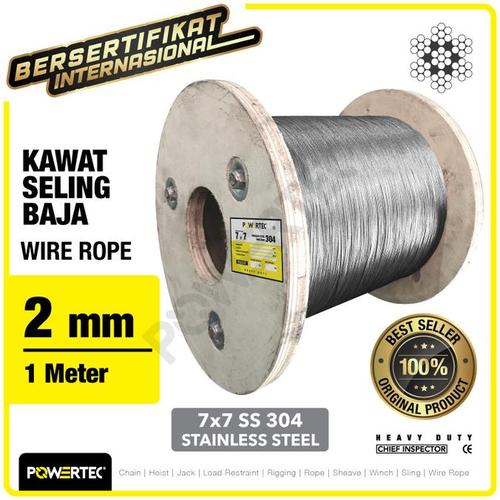 Jual Wire Rope / Kawat Seling Baja 7x7 SS 304 2mm POWERTEC - 1 Meter - Jakarta Selatan - Rojo ...