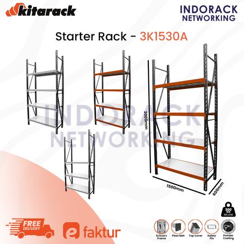 Jual Rak Gudang Besi 300kg / Layer Rack Gudang 3M 4 Susun Panjang 1.5M ...