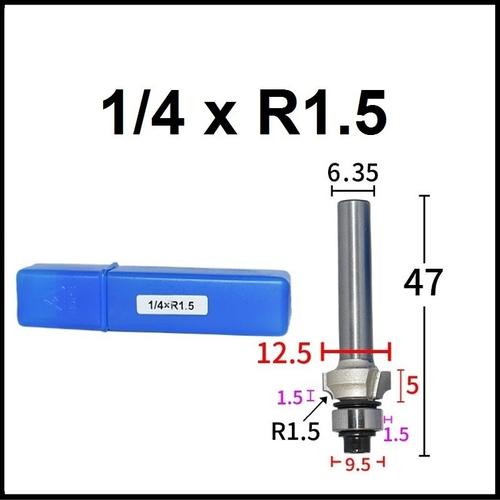 Jual Mata Router Edging Bit 1/4" 6.35mm profile R1 R2 R3 HPL Kayu PVC ...