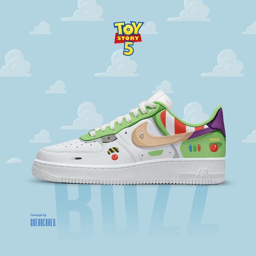 Jual NIKE AIR FORCE BUZZ LIGHTYEAR TOY STORY CUSTOM SNEAKERS - 6 - Kab ...