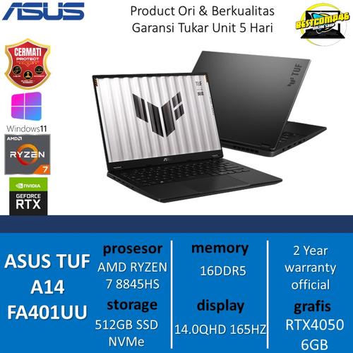Jual Asus Tuf A14 Fa401uu Ryzen 7 8845hs rtx4050 6GB 16GB 512GB Windows ...