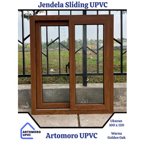 Jual Jendela Sliding Serat Kayu UPVC - 100 x 120, Golden Oak - Jakarta Barat - ARTOMORO UPVC ...
