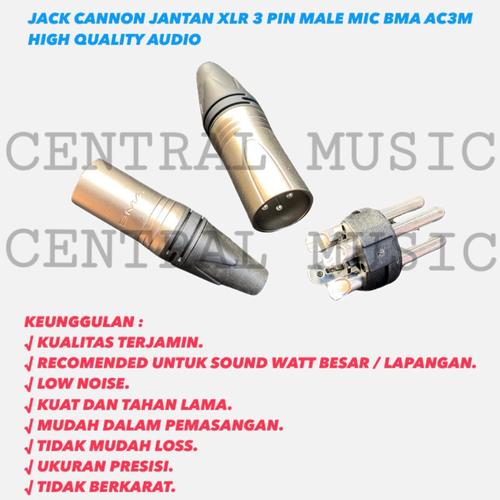 Jual JACK CANNON JANTAN XLR 3 PIN MALE MIC BMA AC3F HIGH QUALITY AUDIO ...