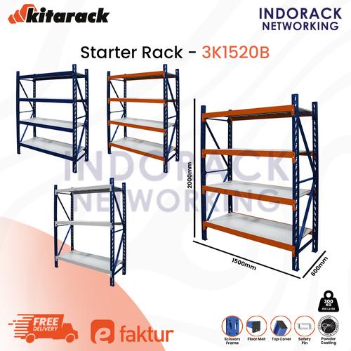 Jual Rak Gudang Besi 300kg / Layer Rack Gudang 2M 4 Susun Panjang 1.5M ...
