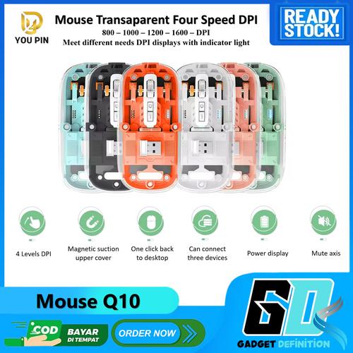 Promo YOU PIN Mouse Bluetooth Wireless Gaming transparan Connect 3 ...
