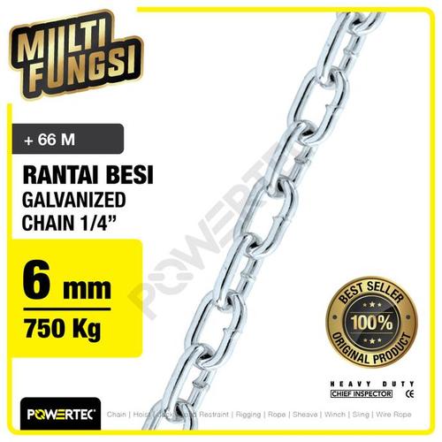 Jual Rantai Besi Galvanis 1/4" - 6mm Galvanized Chain POWERTEC - Karung ...