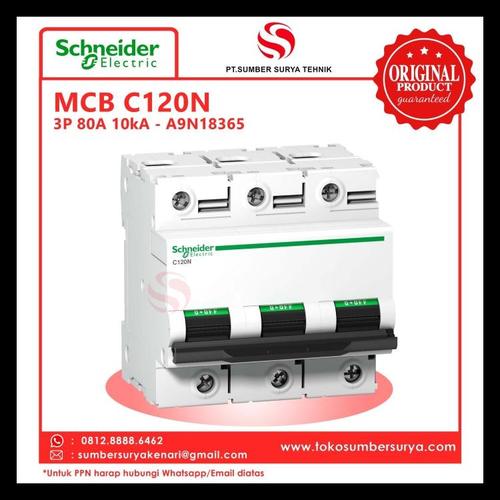 Jual Mcb C120N 3P 80A A9N18365 Schneider - Kab. Pangandaran - Sinar Globals | Tokopedia