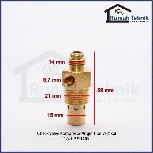 Jual Check Valve Katup Satu Arah Kompresor Angin 0.25 HP Shark ...