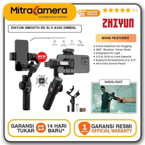 Promo Zhiyun Smooth 5S AI 3-Axis Smartphone Gimbal resmi Cicil 0% 3x - Jakarta Selatan ...