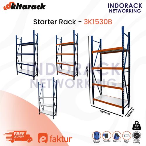 Jual Rak Gudang Besi 300kg / Layer Rack Gudang 3M 4 Susun Panjang 1.5M ...