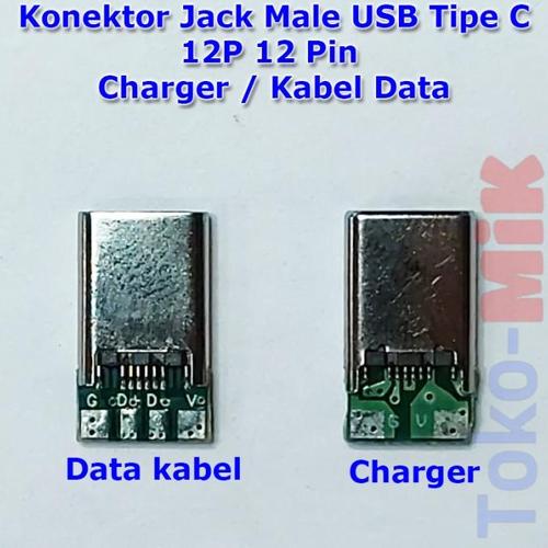 Jual 0pY DIY Konektor Jack Colokan USB Tipe Type C 12 Pin 12P Male ...
