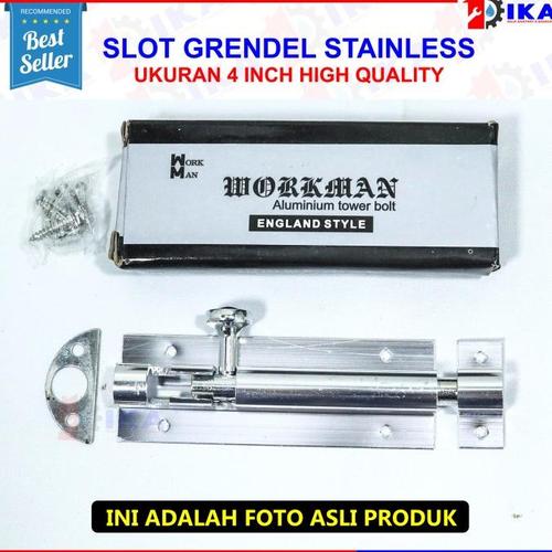 Jual Slot kunci pintu / grendel pintu panjang 4 Inch kuning silver ...