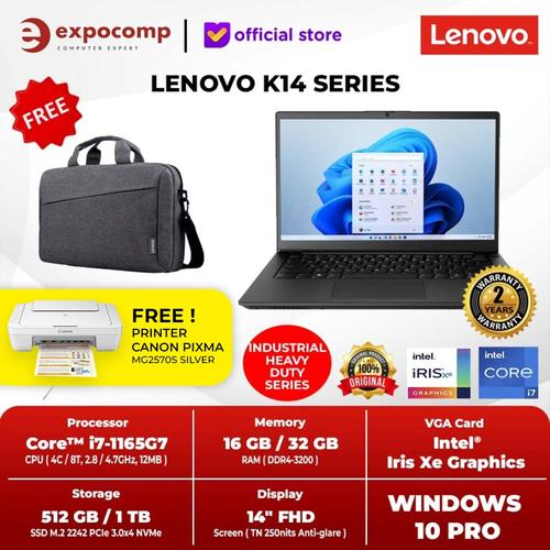 Promo LENOVO K14 GEN 1 2CID BLACK CORE i7-1165G7 16GB 512GB W10 PRO - 32GB, 512GB Cicil 0% 3x ...