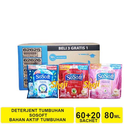 Promo 1 DUS SO SOFT / SOSOFT DETERJENT TUMBUHAN SACHET 80ML - SSF BIRU ...