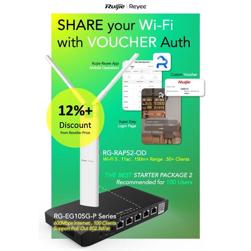 Promo Ruijie RG-RAP52-OD + RG-EG105G-P bundle package paket SHARE 100 ...