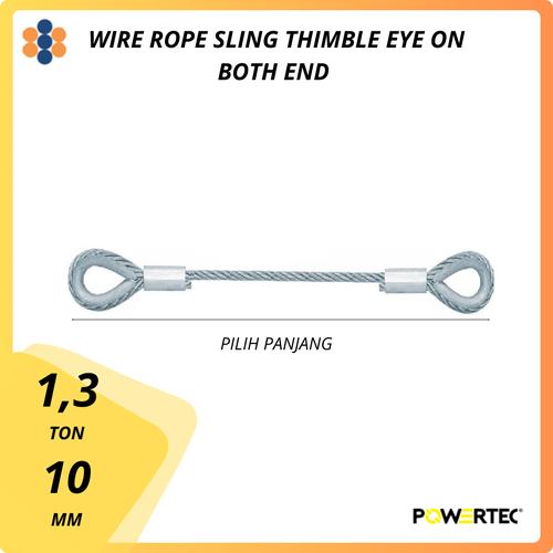 Jual WIRE ROPE SLING 10 MM 6X19 IWRC GALV. THIMBLE EYE ON BOTH END. SWL 1,3 T POWERTEC - 1 M ...