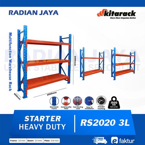 Promo RAK GUDANG KITARACK HEAVY DUTY RS2020 3 LAYER 1500KG/LAYER 6000KG ...