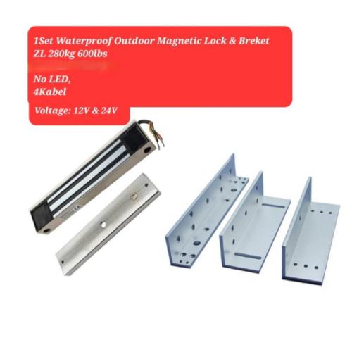 Jual Waterproof Magnetic Lock Emlock 280Kg 600Lbs 12V 24V - 1set ...