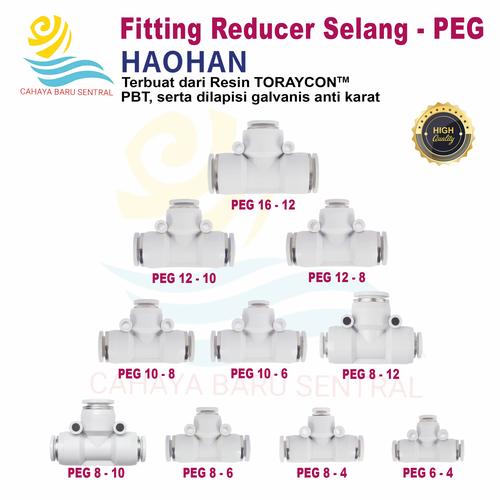 Promo KONEKTOR FITTING TEE PNEUMATIC REDUCER SAMBUNGAN SELANG PEG - PEG 10-8 - Kota Surabaya ...